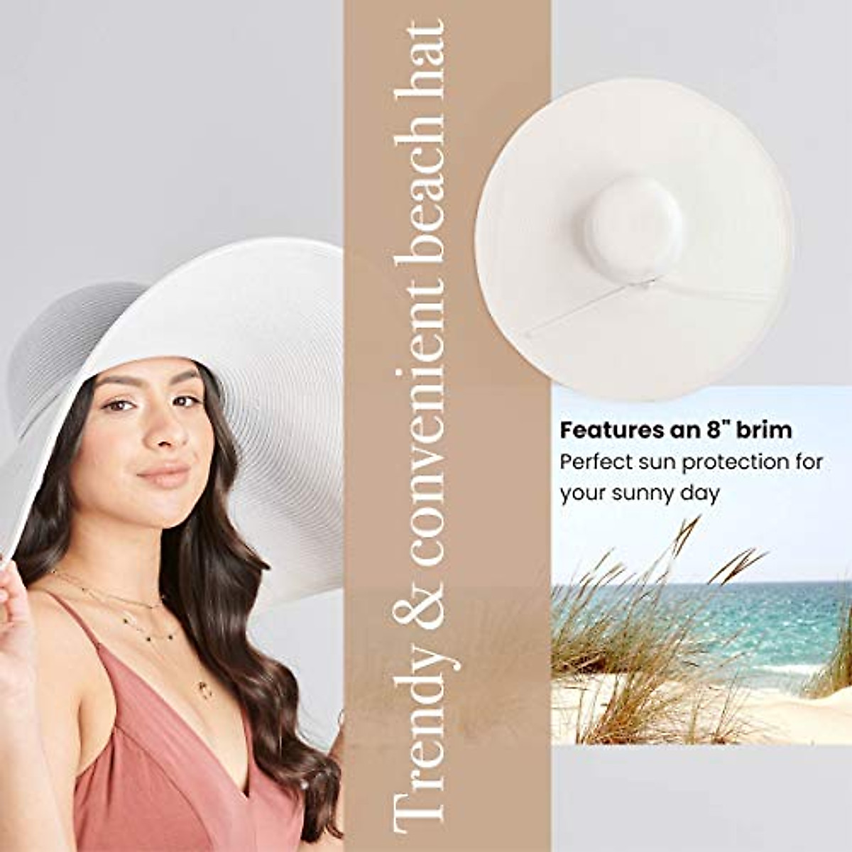 San Diego Hat Company Women's Ultrabraid X-Large Brim Hat, Adjustable Sun Hat with UPF 50+, White