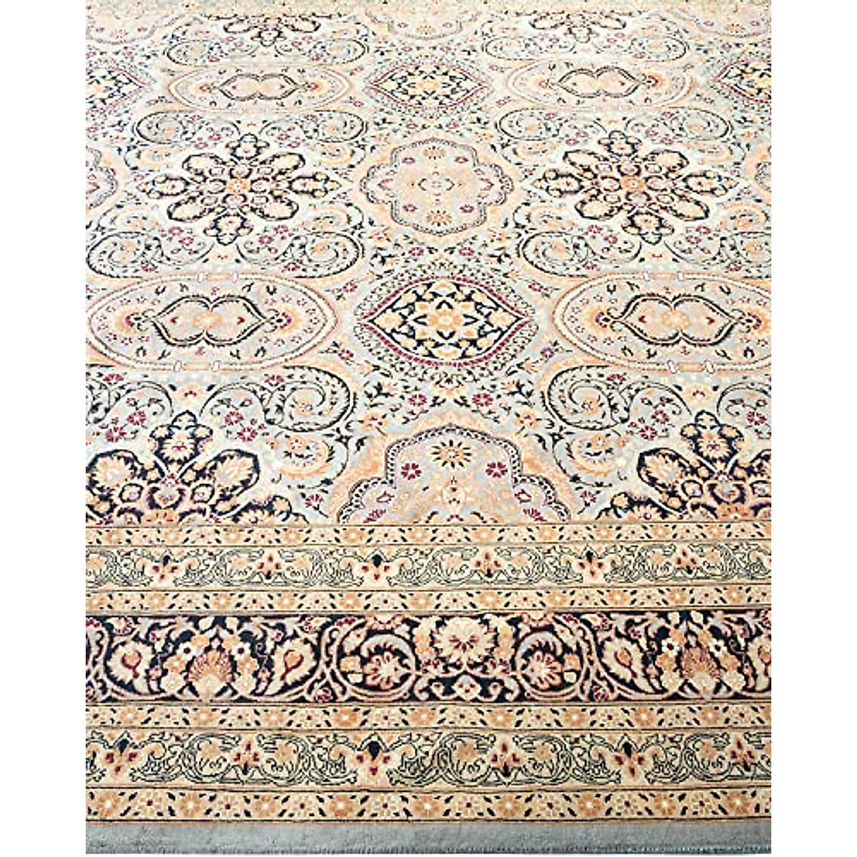 Solo Rugs One of a Kind Hand Knotted Hand Made Wool Traditional Floral Mogul Gray 8 x 10 Area Rug