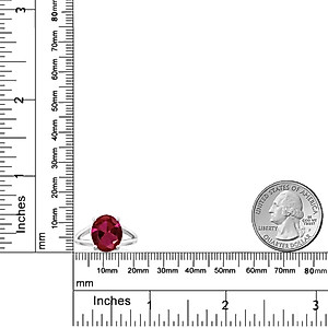 Gem Stone King 925 Sterling Silver Red Created Ruby Ring For Women (5.00 Cttw, Gemstone July Birthstone, Oval 12X10MM, Available In Size 5,6,7,8,9)