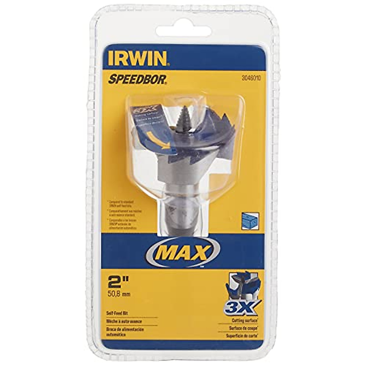 IRWIN Drill Bit, 3-Cutter, Self Feed, 2-Inch (3046010)