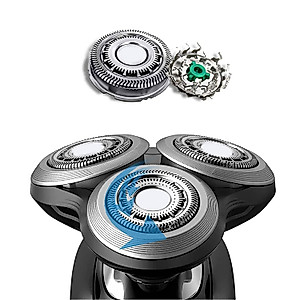 Gleway SH90/72 Replacement Heads Compatible with Philips Electric Shavers Series 9000 8000 SH90/62 Shaving Replacement Heads Compatible with Norelco Electric Razor Blades, 3Pack with Brush