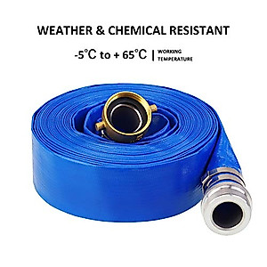 2" x 100ft Blue PVC Backwash Hose for Swimming Pools, Heavy Duty Discharge Hose Reinforced Pool Drain Hose with Aluminum Pin Lug Fittings