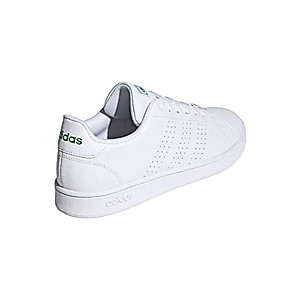 adidas Men's Advantage Base Tennis Shoe, White/White/Green, 10.5 M US