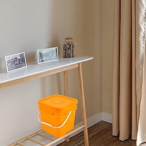 LUOZZY Large Laundry Detergent Storage Box Farmhouse Laundry Powder Container Square Washing Powder Bucket (10L Orange)