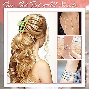 49 Pcs Jewelry Set for Teen Girls - Bracelets, Necklaces, Hair Clips in Silver, Gold - Surfer, Layered, Charming Summer Accessories