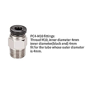 Witbot PC4-M10 Male Straight Pneumatic PTFE Tube Push In Quick Fitting Connector for E3D-V6 Long-Distance Bowden Extruder 3D Printer (Pack of 10pcs)