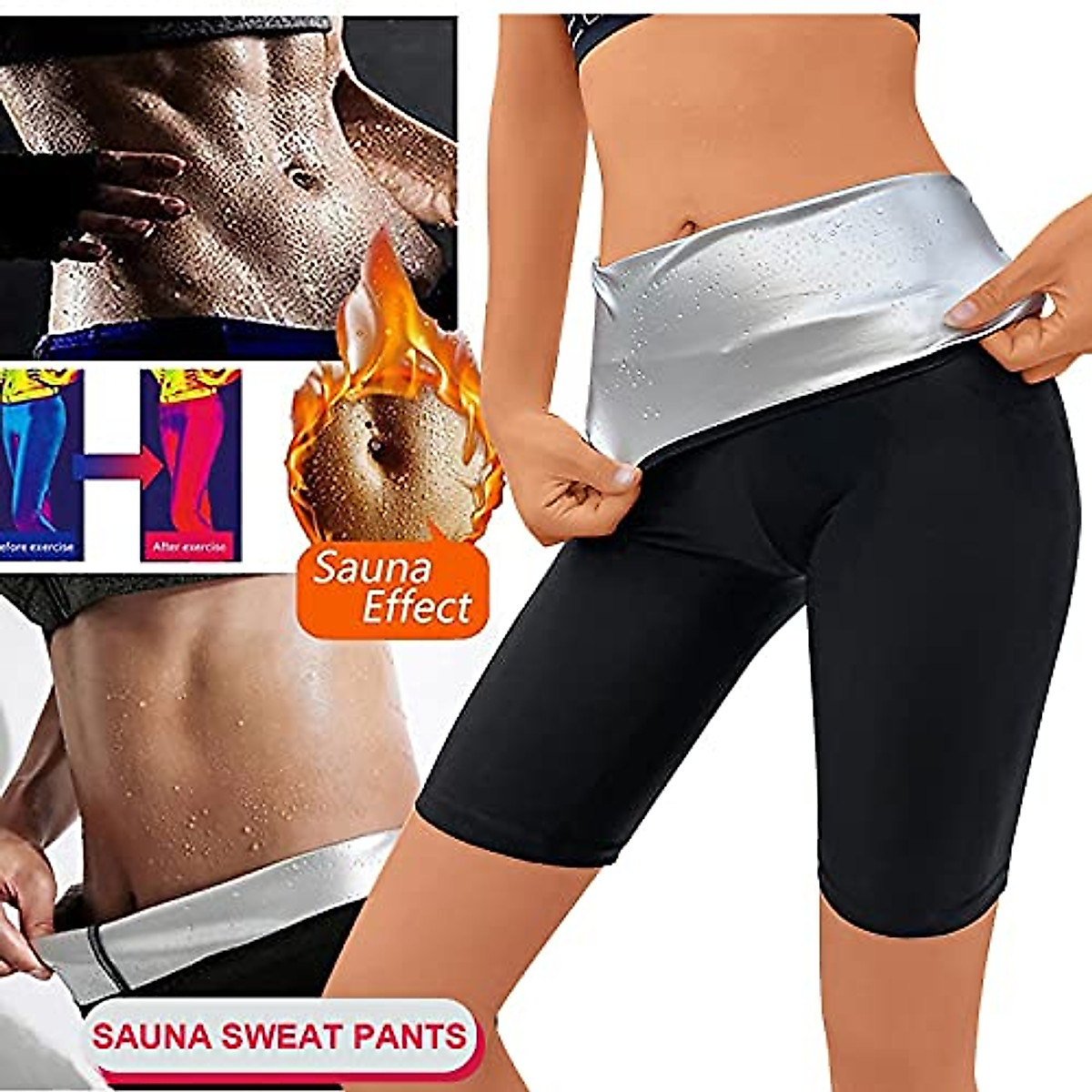 SNKSDGM Wome's Sauna Sweat Pants Shapewear Shorts Leggings Workout Weight Loss Lower Body Shaper Exercise Fitness Sweatsuit