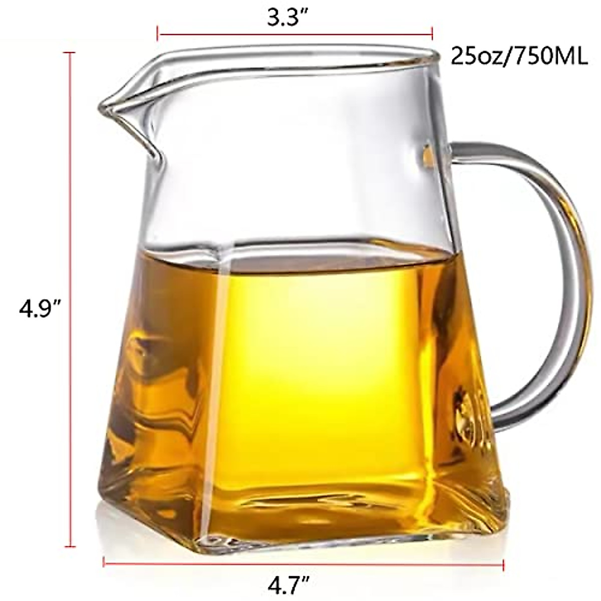 Dadamong Glass Pitcher with Handle, Milk and Cream Pitcher Cup Jug, Heat Resistant Borosilicate Glass Creamer for Coffee Tea or Maple Syrup Serving, Stovetop & Microwave Safe (25oz/ 750ML)