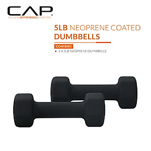 CAP Barbell Neoprene Dumbbell Weights, 5 lb Pair, Black