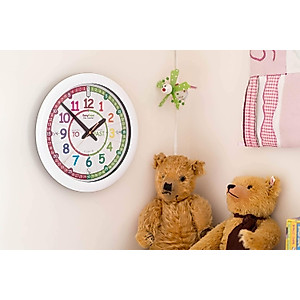 ertt Teaching Wall Clock - Learn The Time Wall Clock - Kids Analog Clock for Classroom, Playroom, Bedroom, Educational Room Decor - School Clock for Kids with Rainbow Face (29cm)