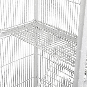 Topeakmart Birds Cage with Extra Large Space for Small Birds Like Lovebirds Parakeets Cockatiels ect, Mobile Bird Cage for Conures, Large Rolling Metal Cage with Detachable Stand, White