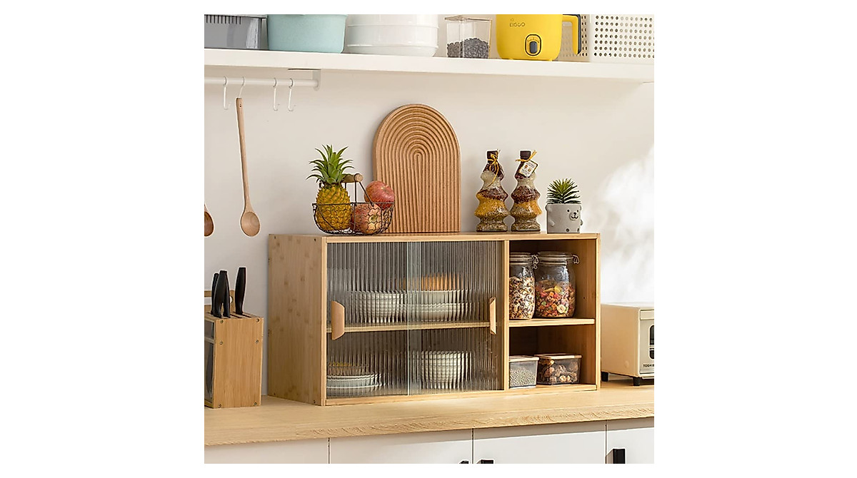 PHSP Solid Wood Wall Cabinet with Glass Door for Storage