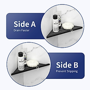 Bernkot 10'' Corner Shower Shelf 2PCS, 304 Stainless Steel Grout in Bathroom Shelves for Tiled Wall, No Drilling Needed (10'', Black)