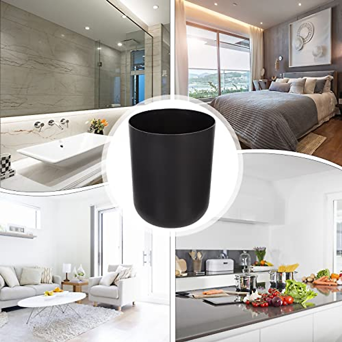 VOSAREA Desktop Small Garbage Can Mini Curbside Trash Bin Small Tabletop Trash Can Desk Organizer Garbage Bin Pen Holder Kitchen Countertop Trash Recycling Containers Black