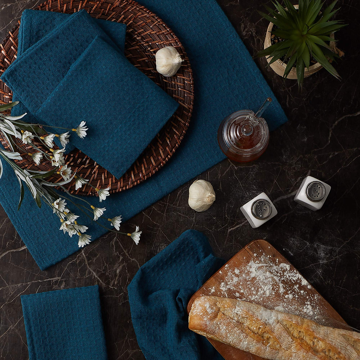 DII Recycled Cotton Kitchen Collection Dishtowel Set, 18x26, Teal, 6 Piece