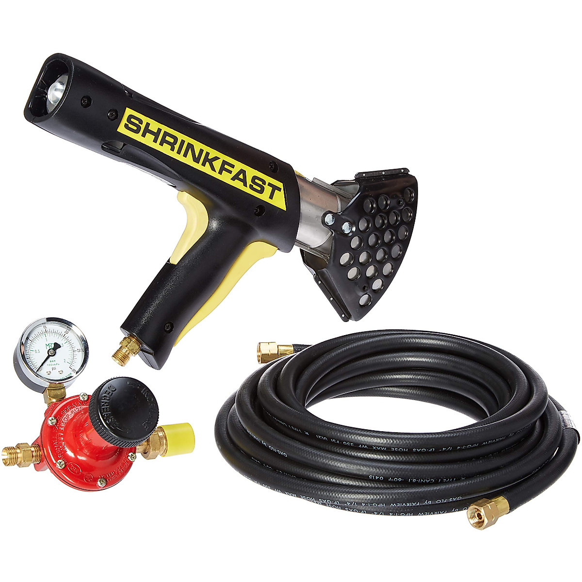 Shrinkfast 998 Heat Gun, 200000 BTU Propane Heat Gun, Ready to Use with 25' Hose, Regulator, Hard Case, and Wrench Made in the USA