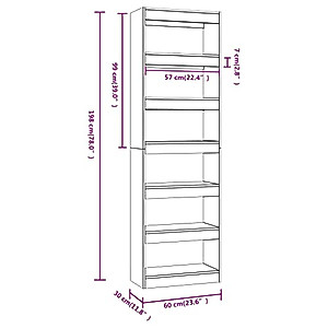 6 Tier Bookshelf Engineered Wood, Bookcase Shelf Industrial Room Divider Storage Organizer Display Shelf Rack Open Standing Shelving Unit for Bedroom Living Room(Brown, 23.6"x11.8"x78") (Grey 23.6"x11