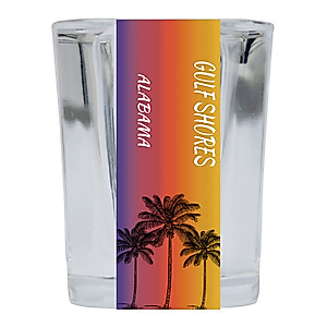Gulf Shores Alabama 2 Ounce Square Shot Glass Palm Tree Design