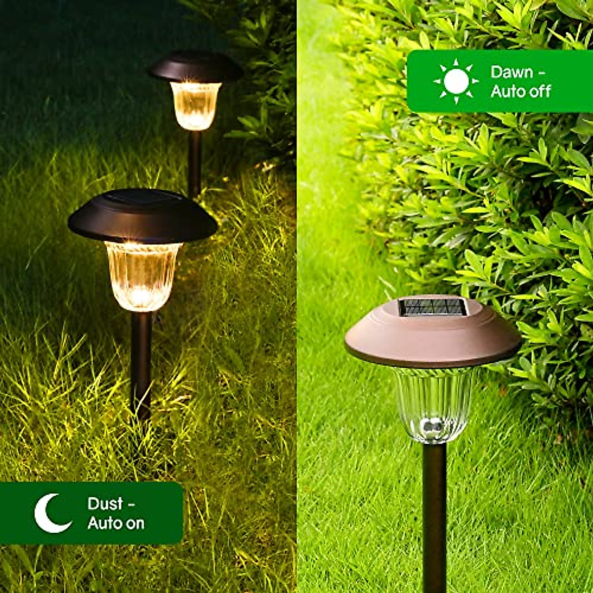 SOLPEX Solar Path Lights, 4 Pack High Lumen Solar Garden Lights, Solar Powered Waterproof Pathway Lights, Automatic Led Warm White Solar Yard Lights for Driveway, Walkway, Landscape, Lawn