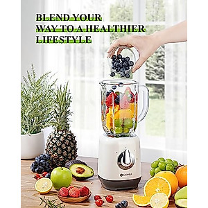 KIDISLE Retro Blenders for Kitchen, 34oz Glass Jar, 700W Smoothie Blender for Shakes and Smoothies, 3 Adjustable Speed for Milkshake, Ice Crush, Puree and Frozen Fruit, White