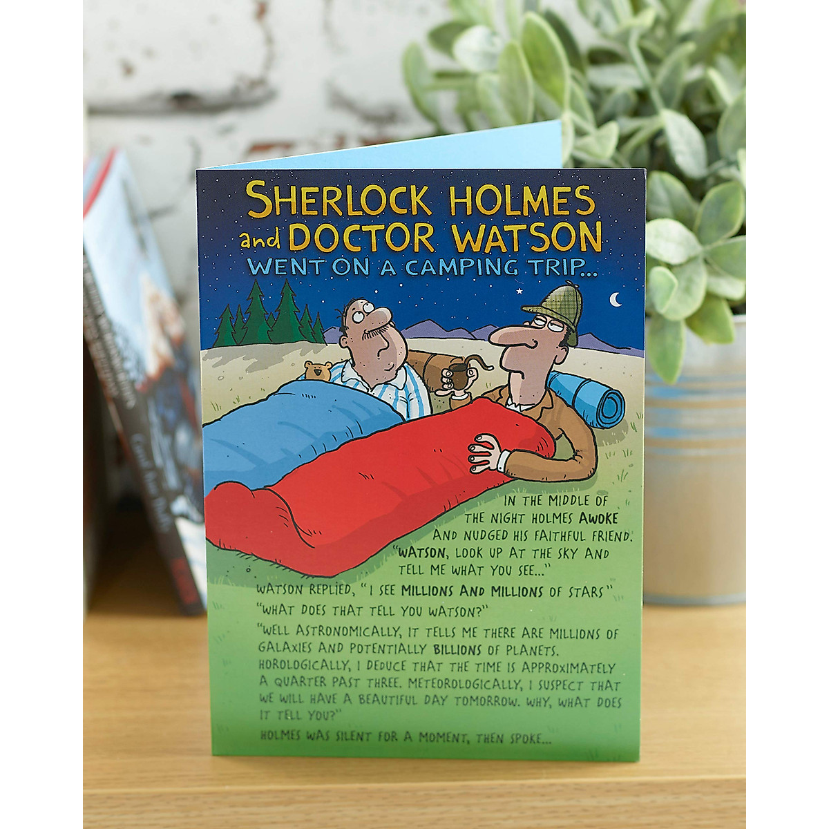 UK Greetings Funny Birthday Card - Birthday Card for Him - Featuring Sherlock Holmes and Dr Watson,green|red|blue