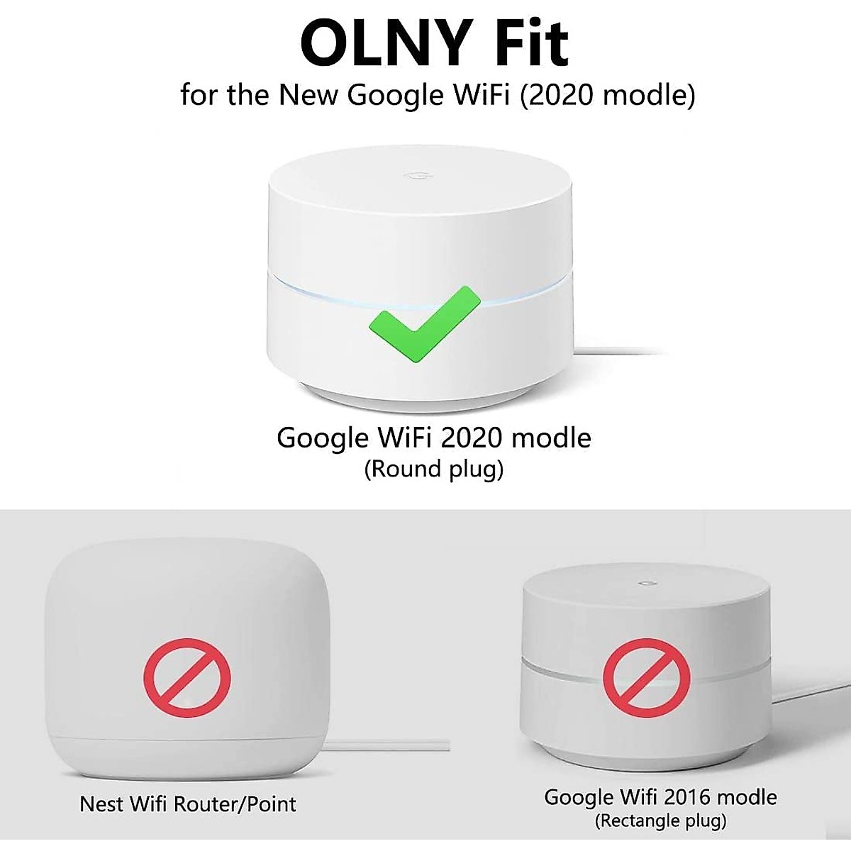 Google WiFi Wall Mount 3 Pack, WiFi Accessories for Google WiFi 1st Generation System and Google WiFi Router Without Messy Wires or Screws (White(3 Pack))