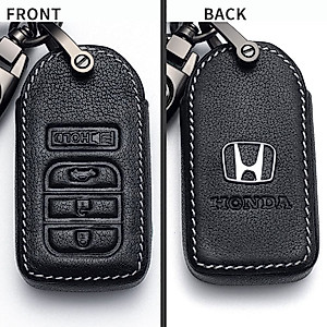 LEBASQ Car Key Cover Suit for Honda Civic Accord CR-V HR-V Odyssey Pilot series models Leather Keychain car case keyring Accessories