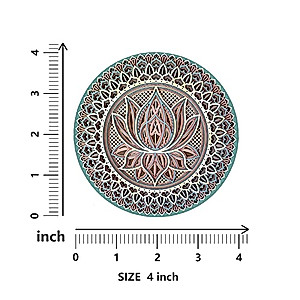 Mandala Coasters for Drinks,Doawbang Absorbent Ceramic Stone Coasters Set of 4 Cork Base Marble Art Cups Table Mats for Home Decor (Green)