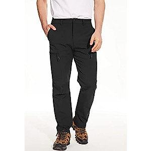 MAGCOMSEN Hiking Pants for Men Lightweight with Zipper Pockets Quick Dry Pants Men Travel Pants for Men Work Pants for Men Stretch Summer Pants for Men Black