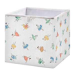 Emelivor Ballerina Cube Storage Bin Fabric Storage Cubes Large Storage Baskets for Shelves Collapsible Cube Organizer Bins for Home Closet Bedroom Drawers Home Decor,11 x 11inch