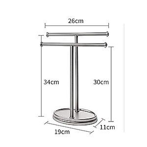 LIRUXUN Silver Hand Towel Holder, Free Standing Towel Rack, Stainless Steel Necklace Holder Jewelry Organizer Bracelet Display Stand