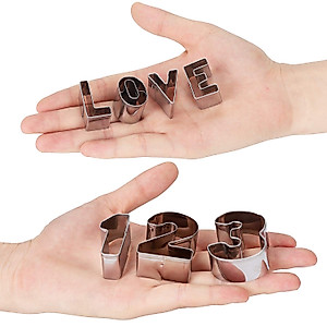 HUAFA Alphabet & Number Cookie Cutters Sets of 35 Pieces Mold Tools for Fondant Biscuit, Cake, Fruit, Vegetables, or Dough Stainless Steel