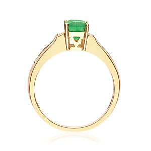 Gin & Grace 10K Yellow Gold Natural Emerald Diamond (I1,I2) Ring (Size 8) for Women Jewelry Gifts