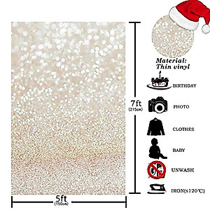 Funnytree 5X7ft Ivory Gold Bokeh Photography Backdrop Golden Spots Shinning Sparkle (Not Glitter) Sand Scale Halo Still Life Golden Background Newborn Baby Portrait Photo Studio Photobooth Props