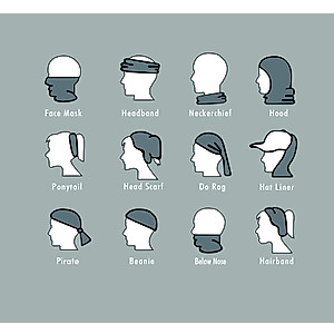 Fishoholic Fishing Face Mask Buff -3 Colors- UPF50+ Fishing Neck Gaiter Wind Dust Sun Protection Hunting Bandana (GreyH2OCamo)