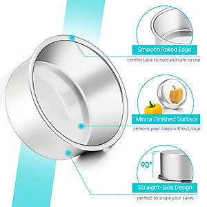 TeamFar 4 Inch Cake Pans, Stainless Steel 4 PCS Small Round Cake Pan Set for Baking Roasting, Non-Toxic & Sturdy, Non-Stick & Heat-Resistant, Dishwasher Safe