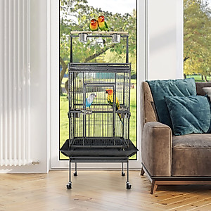 Nova Microdermabrasion 61 Inches Large Bird Cage Play Top Parrot Cockatiel Parakeet Chinchilla Macaw Cockatoo Cage W/Stand Perch Pet Supplies