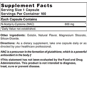 Nature's Blend NAC Supplement N-Acetyl-L-Cysteine 600mg 100 Capsules - Immune Support, Antioxidant for Cellular Health