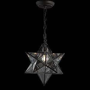 JONATHAN Y JYL9035C Stella 12" Moravian Star Metal/Mercury Glass LED Flush Mount Glam Dimmable for Kitchen Hallway Bathroom Stairwell, Oil Rubbed Bronze/Clear