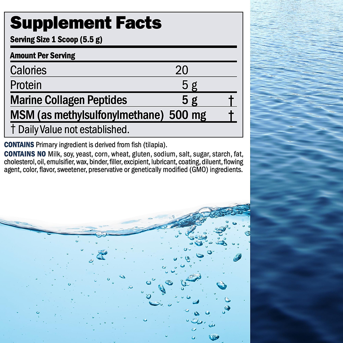 ANDREW LESSMAN Marine Collagen Peptides Powder and MSM 60 Servings - Supports Radiant Smooth Soft Skin, Comfortable Joints. Pure. Super Soluble No Fishy Flavor No Additives Non-GMO