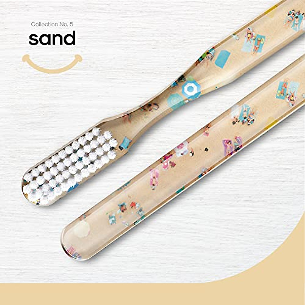 SMYL Toothbrush, Toothbrushes for Adults with Nylon Bristles, Oral Care and Plaque Removal, Day at The Beach Design, Pack of 4