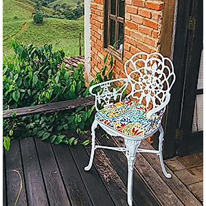 LVTXIII Indoor/Outdoor Chair Cushions Seat Cushions with Ties, Patio Chair Pads D16xW17 Inch for Patio Furniture Garden Home Office Decoration 2 Pack,Paisley Multi