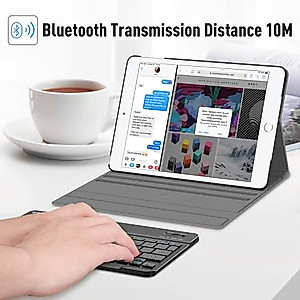 FINTIE Keyboard Case for iPad 6th / 5th Generation (2018/2017), iPad Air 2 / Air 1 (9.7 Inch) - Slim Shell Stand Cover w/Magnetically Detachable Wireless Bluetooth Keyboard, Black