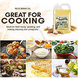 RICE BRAN OIL | 1 Gallon (128 Ounces) | Kosher | All- Natural, Made from 100% Non-GMO Rice | Rich in Vit E and Gamma Oryzanol | Unfiltered, No Trans Fat | by Heavenly Chef