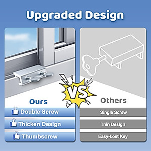 Sliding Window Locks Up and Down Window Security - 10 Set Child Proof Home Safety Glass Vertical Window Stopper Adjustable Aluminum Double Slide Window Lock Guard Kid Patio for Travel AC RV