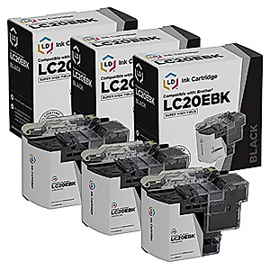LD Compatible Ink Cartridge Replacement for Brother LC20EBK Super High Yield (Black, 3-Pack)