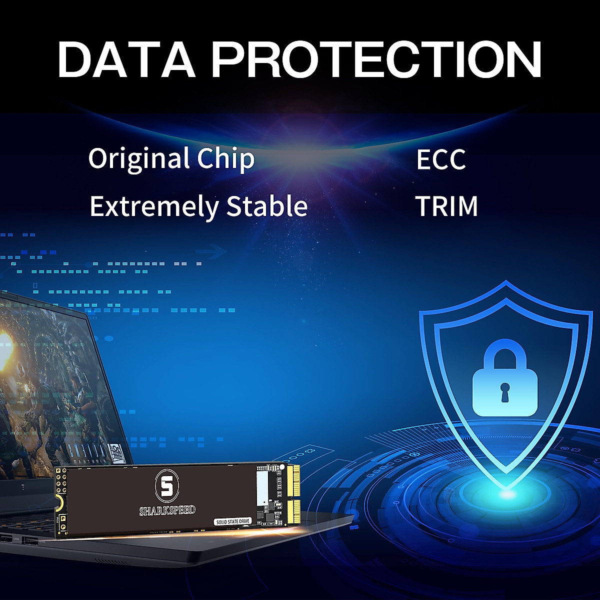 S SHARKSPEED SSD 256GB NVMe Replacement for MacBook Air A1465 A1466(2013-2015,2017), MacBook Pro A1502 A1398(Retina 2013-2015), iMac A1418 A1419(2013-2017), M.2 PCIe Gen3.0x4
