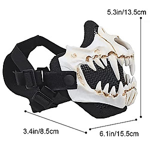 Yzpacc Airsoft Half Face Skull Masks Tactical Face Protection Mesh Mask for Halloween Cosplay Paintball CS Hunting (bk-02)