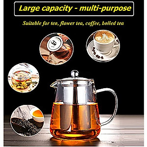 Mini Size Glass Teapot Tea Kettle-with Stainless Steel Removable Infuser for Blooming Tea & Loose Leaf Tea, Microwave & Stovetop Safe, 550ML/18oz (S-550)
