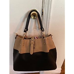 AUEAR, Leather Replacement Handles Purses Straps Black Handbag Strap with Gold Lobster Buckles for Small Handmade Straw Bag (15.7 Inches, Style A, 2 Pack)